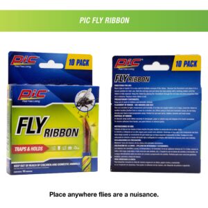 PIC FR10B 69060216325 Fly Ribbons Fruit Fly Traps for Indoors and Outdoors, Bug Trap for Winged Insects, Pack of 10