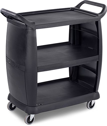 Carlisle FoodService Products Plastic Bussing Cart, 300 lb Capacity, 36.25" x 18"x 38", Black, Small