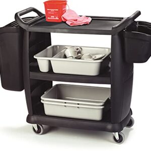 Carlisle FoodService Products Plastic Bussing Cart, 300 lb Capacity, 36.25" x 18"x 38", Black, Small