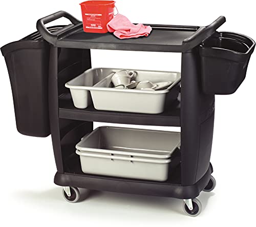 Carlisle FoodService Products Plastic Bussing Cart, 300 lb Capacity, 36.25" x 18"x 38", Black, Small