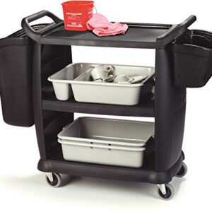 Carlisle FoodService Products Plastic Bussing Cart, 300 lb Capacity, 36.25" x 18"x 38", Black, Small