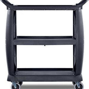 Carlisle FoodService Products Plastic Bussing Cart, 300 lb Capacity, 36.25" x 18"x 38", Black, Small