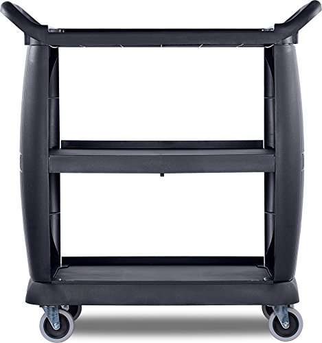 Carlisle FoodService Products Plastic Bussing Cart, 300 lb Capacity, 36.25" x 18"x 38", Black, Small