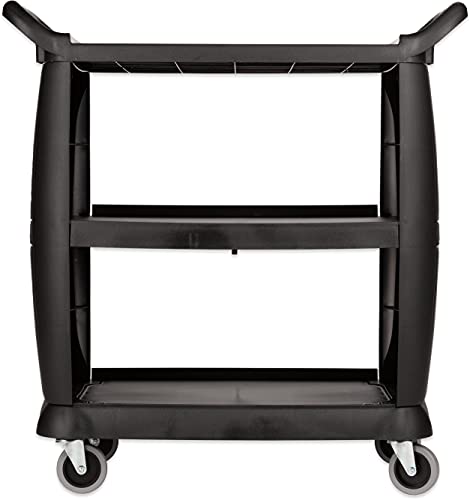 Carlisle FoodService Products Plastic Bussing Cart, 300 lb Capacity, 36.25" x 18"x 38", Black, Small