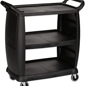 Carlisle FoodService Products Plastic Bussing Cart, 300 lb Capacity, 36.25" x 18"x 38", Black, Small