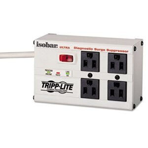 tripp lite isobar 4 outlet 120v surge suppressor. isobar 4 4out strip $50k ultra compact 6ft cord 2200j metal surge. receptacles: 4 x nema 5-15r - 3330j