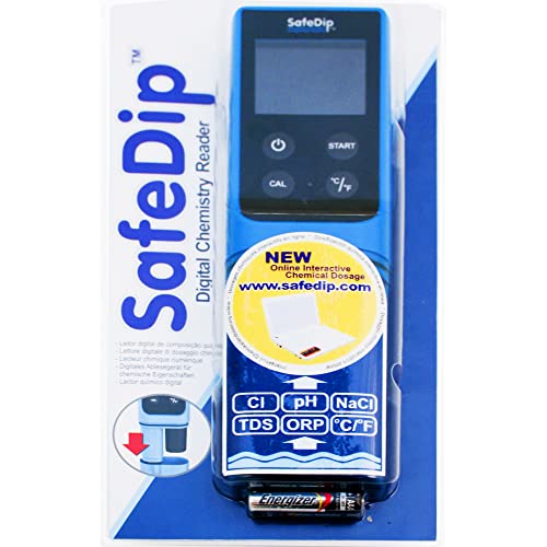 Solaxx MET01A SafeDip Digital Test Meter for pH, Chlorine, Salt and Temperature Blue