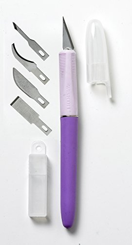 Westcott Titanium Bonded Hobby Knife, 5 Assorted Blades, Purple, 15154