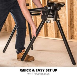 Evolution - 005-0001 Power Tools EVOMS1 Compact Folding Miter Saw Stand with Quick Release Mounting Brackets, Rollers, and End Stops, Black