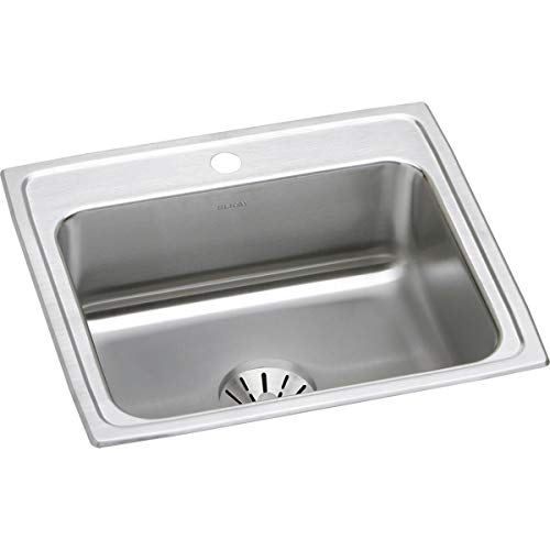 Elkay DLR221910PD1 Lustertone Classic Single Bowl Drop-in Stainless Steel Sink with Perfect Drain