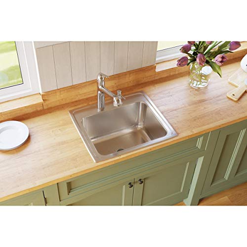 Elkay DLR221910PD1 Lustertone Classic Single Bowl Drop-in Stainless Steel Sink with Perfect Drain