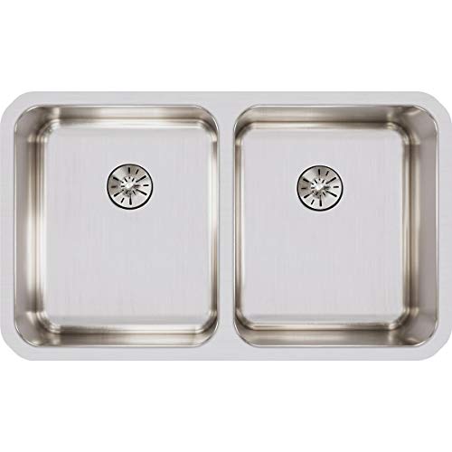 Elkay ELUH3118PD Lustertone Classic Double Bowl Undermount Stainless Steel Sink with Perfect Drain