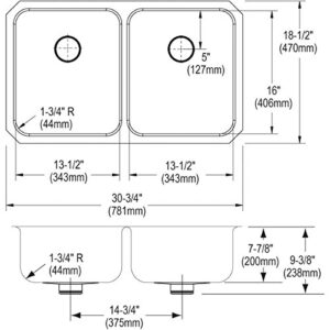 Elkay ELUH3118PD Lustertone Classic Double Bowl Undermount Stainless Steel Sink with Perfect Drain