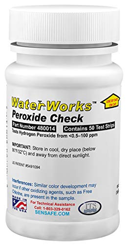 Industrial Test Systems | 480014 WaterWorks Peroxide (H2O2) Test Strip | 0-100ppm Range | 30-Second Test Time | 50 Test Strips | Top Selling Peroxide Strip | For Pool & Spa, Drinking H2O, Laundry, etc