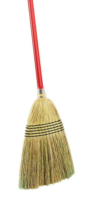 Libman 502 Big Corn Broom with 100% Broomcorn Fiber, 12" Sweep Surface