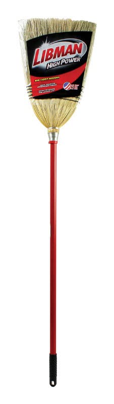 Libman 502 Big Corn Broom with 100% Broomcorn Fiber, 12" Sweep Surface