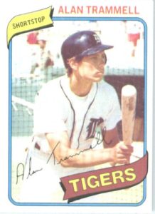 topps 1980 232 alan trammell detroit tigers baseball card