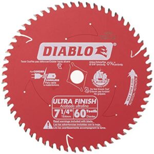 freud d0760a diablo 7-1/4" x 60-tooth ultra fine finishing circular saw blade with 5/8" arbor and diamond knockout single blade