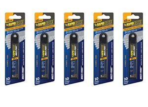 rapid edge multi-point 18mm serrated snap-off utility knife blades with 50 blades (5 packs, 10 blades per pack)