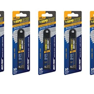 Rapid Edge Multi-Point 18mm Serrated Snap-Off Utility Knife Blades with 50 Blades (5 Packs, 10 Blades per Pack)