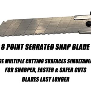 Rapid Edge Multi-Point 18mm Serrated Snap-Off Utility Knife Blades with 50 Blades (5 Packs, 10 Blades per Pack)