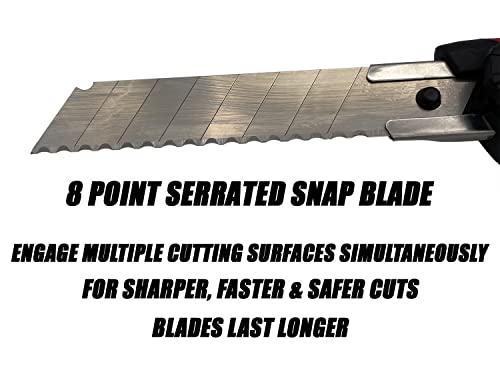 Rapid Edge Multi-Point 18mm Serrated Snap-Off Utility Knife Blades with 50 Blades (5 Packs, 10 Blades per Pack)