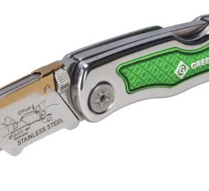 Greenlee 0652-22 8.9" Folding Utility Knife with Retractable 3-Position Serrated Blade, Silver/Green