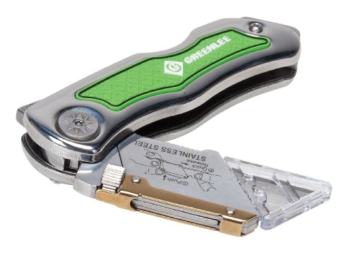 Greenlee 0652-22 8.9" Folding Utility Knife with Retractable 3-Position Serrated Blade, Silver/Green