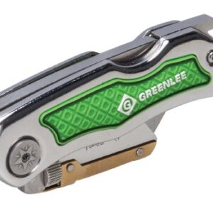 Greenlee 0652-22 8.9" Folding Utility Knife with Retractable 3-Position Serrated Blade, Silver/Green