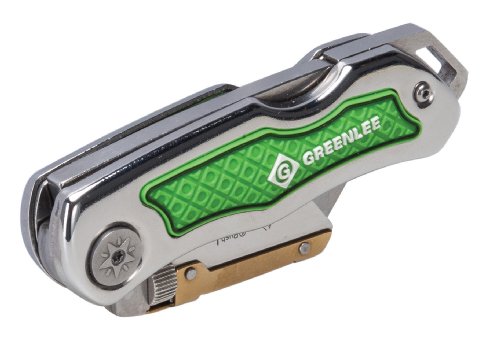 Greenlee 0652-22 8.9" Folding Utility Knife with Retractable 3-Position Serrated Blade, Silver/Green