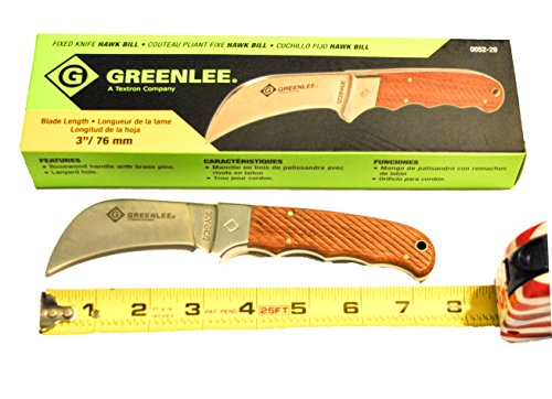 Greenlee Fixed Blade Knife, Hawk Bill, 10.8 In, Brwn