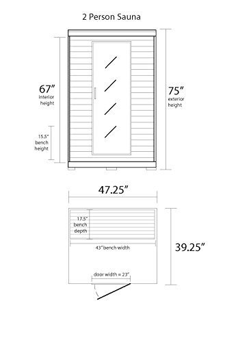 HeatWave BSA2406 2-Person Deluxe Ceramic Infrared Sauna, 1-2, Hemlock