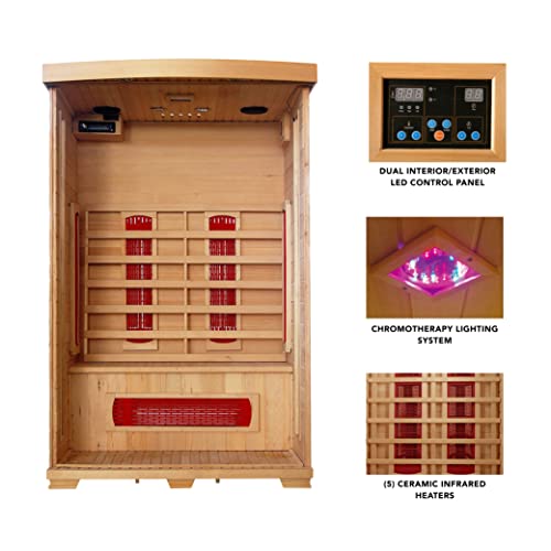 HeatWave BSA2406 2-Person Deluxe Ceramic Infrared Sauna, 1-2, Hemlock