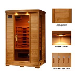 HeatWave BSA2406 2-Person Deluxe Ceramic Infrared Sauna, 1-2, Hemlock