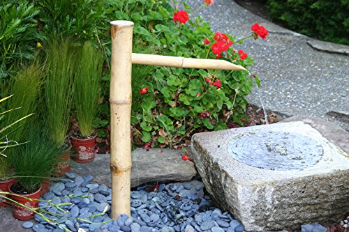 Bamboo Accents 36” Tall Outdoor Water Fountain with Pump, Easy Install in Pond or Garden, Handmade Smooth Natural Split-Resistant Bamboo