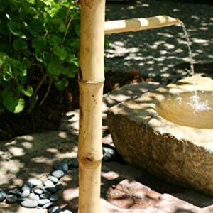 Bamboo Accents 36” Tall Outdoor Water Fountain with Pump, Easy Install in Pond or Garden, Handmade Smooth Natural Split-Resistant Bamboo