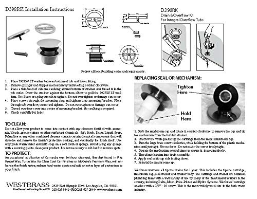 Westbrass Mushroom Tip-Toe Tub Trim Set with Floating Faceplate, Matte Black, D398RK-62