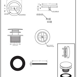 Westbrass Mushroom Tip-Toe Tub Trim Set with Floating Faceplate, Matte Black, D398RK-62