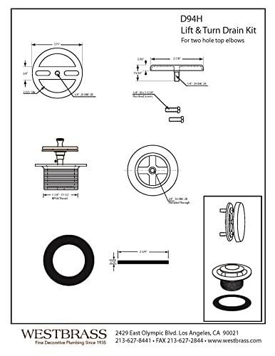 Westbrass Twist & Close Tub Trim Set with Floating Overflow Faceplate, Matte Black, D94H-62