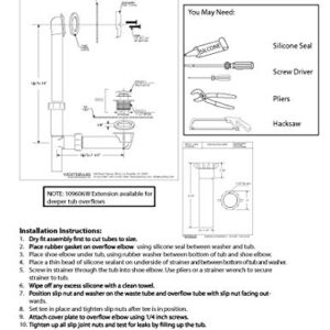 Westbrass 593144-62 Black 1-1/2" Tubular Tip Toe Bath Waste Drain Kit, Matte Black ,Pack of 1