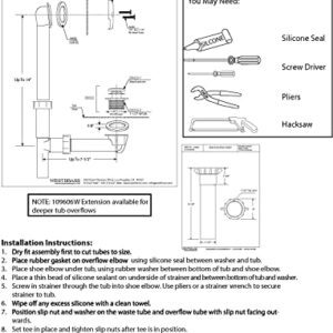 Westbrass 593244-62 White 1-1/2" Tubular Tip Toe Bath Waste Drain Kit, Matte Black, 1 Pack