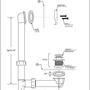 Westbrass 593244-62 White 1-1/2" Tubular Tip Toe Bath Waste Drain Kit, Matte Black, 1 Pack