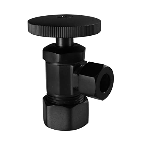 Westbrass D105KFH-62 5/8" x 3/8" OD x 20" Flat Head Riser Supply Line Kit with Round Handle Angle Supply Shut Off Valve for Toilet, Matte Black