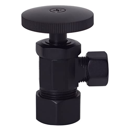 Westbrass D105KFH-62 5/8" x 3/8" OD x 20" Flat Head Riser Supply Line Kit with Round Handle Angle Supply Shut Off Valve for Toilet, Matte Black