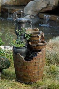 jeco glenville water pump cascading water fountain, brown/black