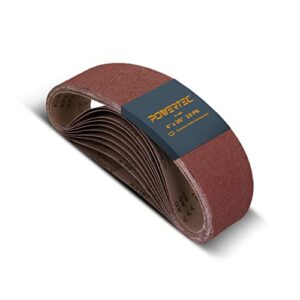 powertec 110680 4 x 36 inch sanding belts | 80 grit aluminum oxide belt sander sanding belt | sandpaper for belt and disc sander – 10 pack