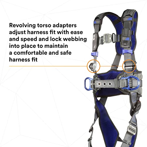 3M 1113127 DBI-SALA ExoFit X300 Comfort Construction Positioning Safety Harness, Construction Fall Protection, Aluminum Back and Hip D-Rings, Auto-Locking Quick Connect Leg and Chest Buckles, Large