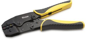 titan 11477 ratcheting wire terminal crimper tool for insulated terminals, fixed jaw crimper