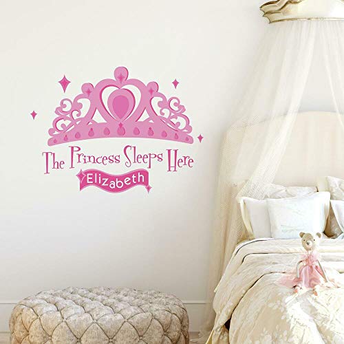 RoomMates RMK1787GM Princess Sleeps Here Peel and Stick Giant Wall Decal with Personalization , Pink