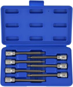 neiko 10080a 3/8” drive extra long torx star bit socket set | 7 piece | t10 to t40 | 4-3/8” length